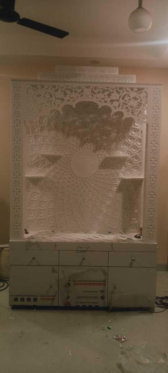 3D Corian Om Mandir With Pillar And WPC Base | Full Corian Mandir